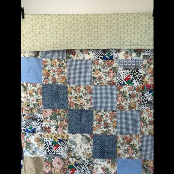 Bedding | Handmade Patchwork Quilt With Floral And Blue Patterns | Poshmark